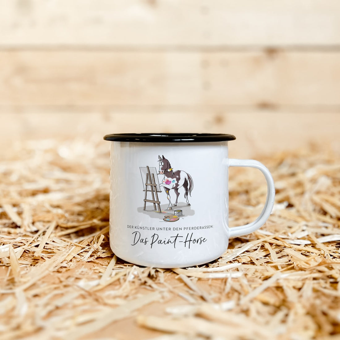 Emaille-Tasse "Paint-Horse" – mrs. RIDE